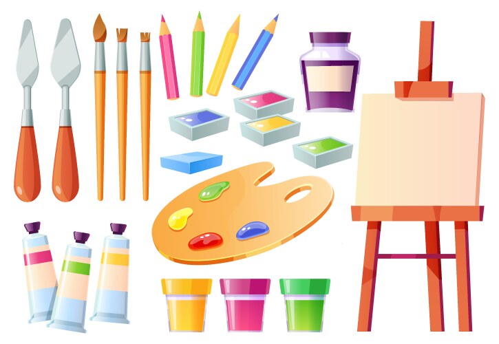 Painting tools elements cartoon colorful Vector Image