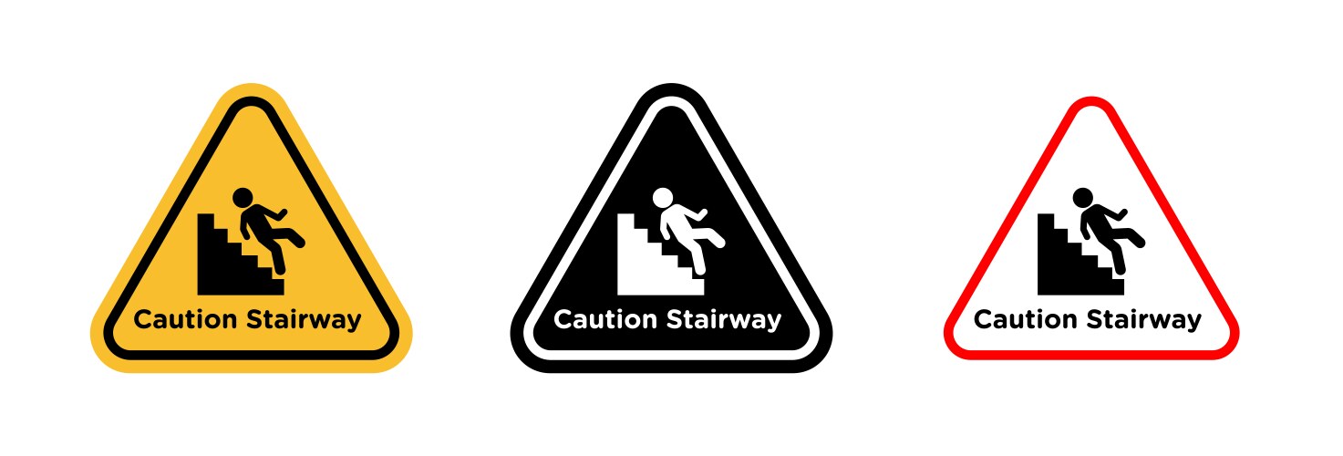 Caution stairway sign icon set notice for stair Vector Image