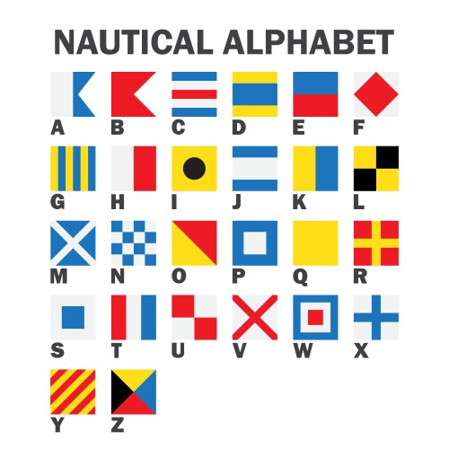 International maritime signal flags sea alphabet Vector Image