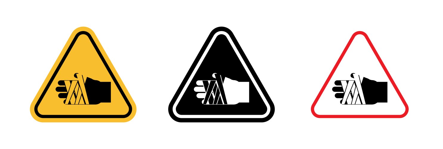Chemical burns hazard sign icon set caution Vector Image