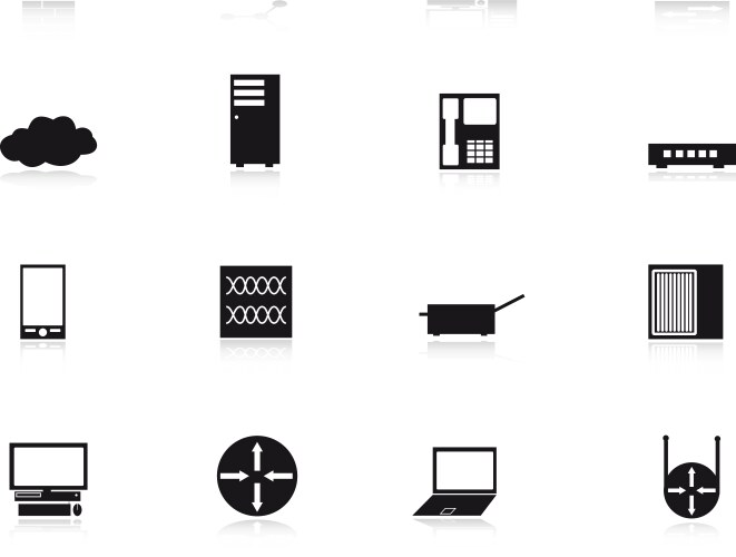 Network devices icon set Royalty Free Vector Image