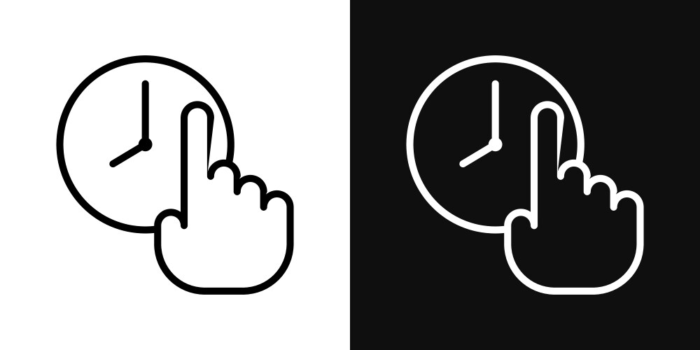 Specify at time icon set hand and hour schedule Vector Image