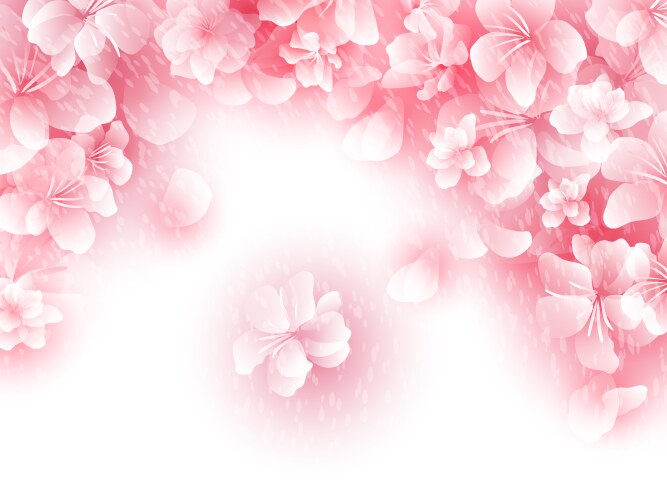 Red sakura flower seamless pattern Royalty Free Vector Image