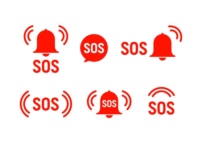 Sos icon emergency alarm button sign symbol Vector Image