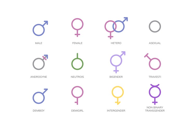 Flat pride month symbols collection Royalty Free Vector