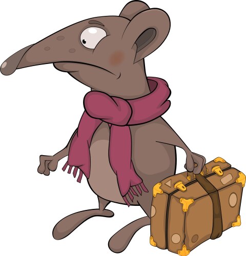Cartoon rat thief stealing on the bag and running Vector Image
