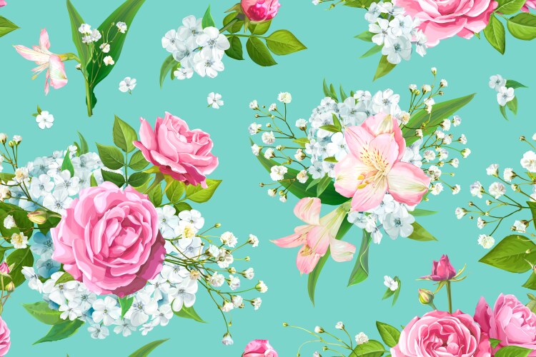 Seamless pattern with rose flowers Royalty Free Vector Image