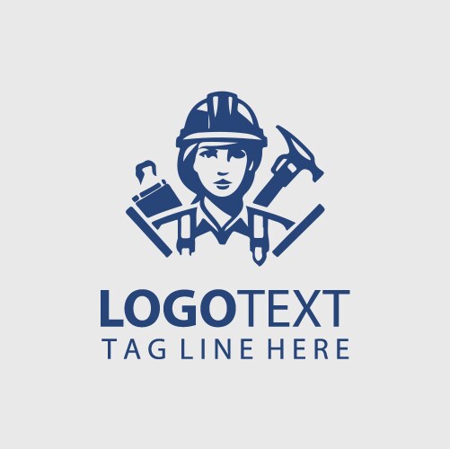 Construction worker logo Royalty Free Vector Image