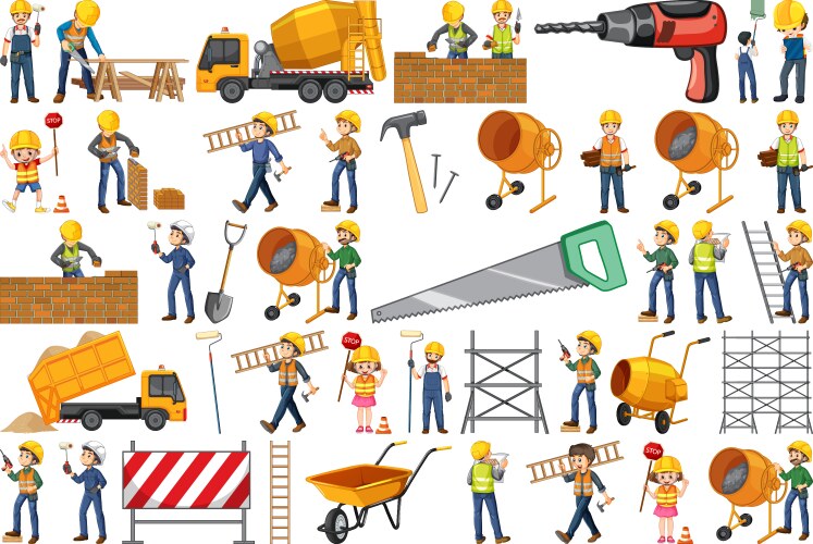 Carpenter with wood and tools Royalty Free Vector Image