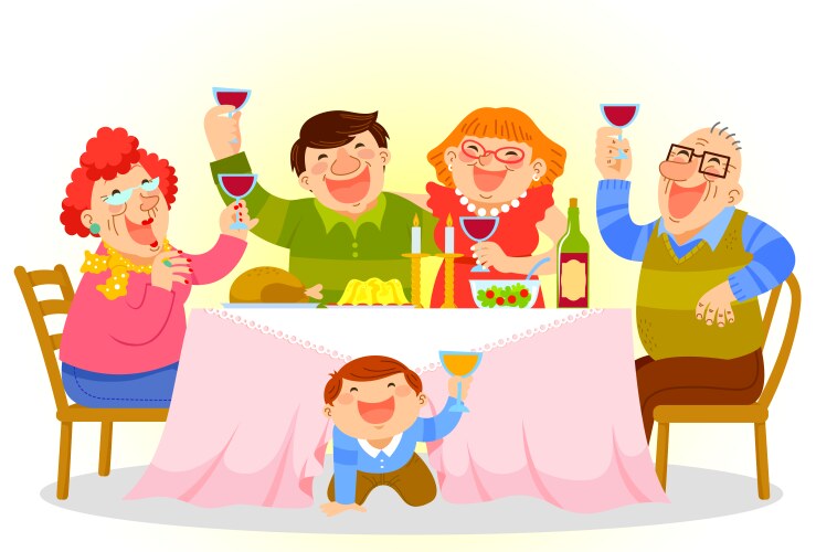 Family having dinner Royalty Free Vector Image