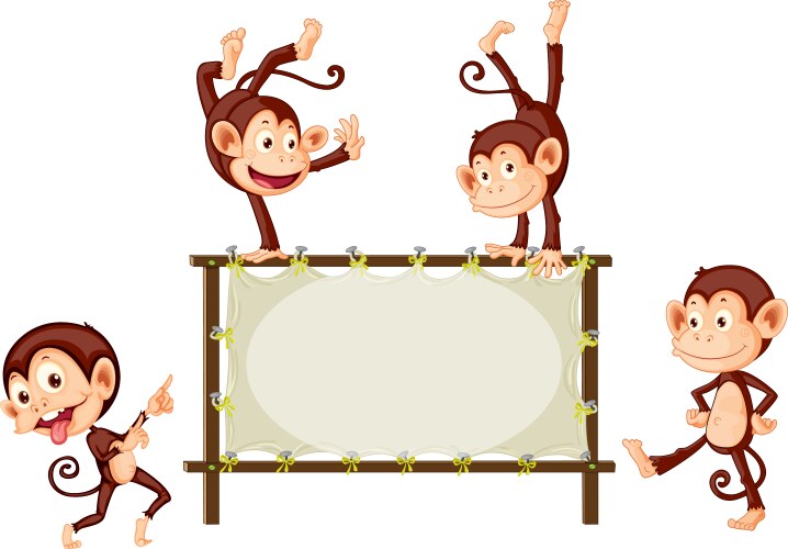 Board template with cute monkey on white Vector Image