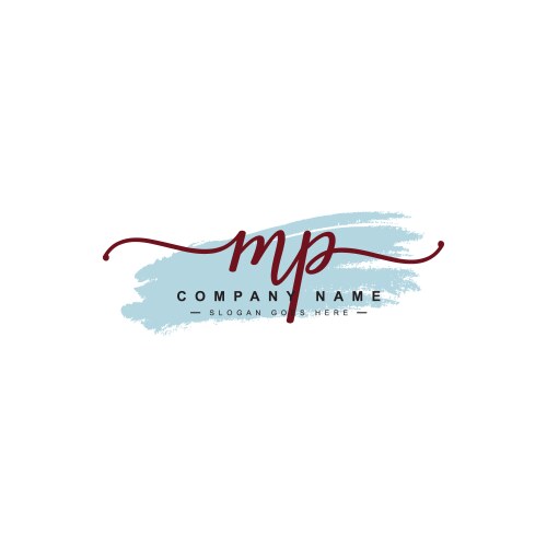 Handwritten signature logo for initial letter mp Vector Image