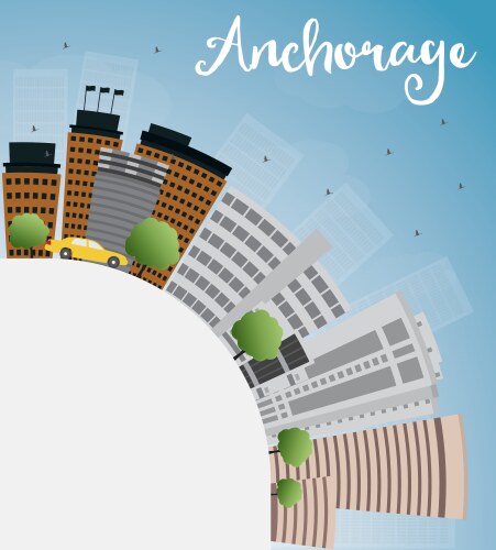 Anchorage single line skyline profile banner Vector Image