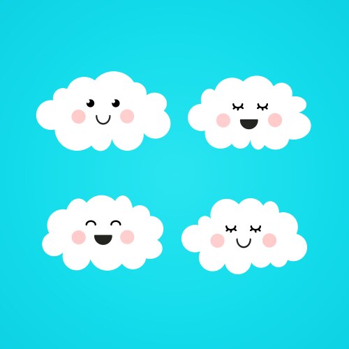Blue cloud with star heart seamless Royalty Free Vector