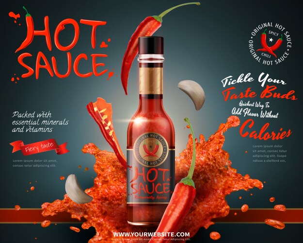 Hot sauce product ads Royalty Free Vector Image