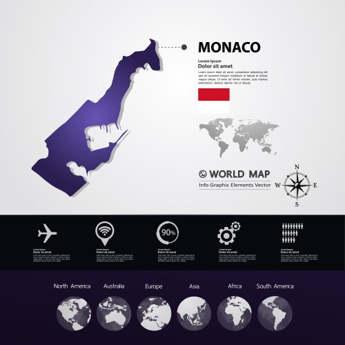 Two versions of an monaco folded map one Vector Image