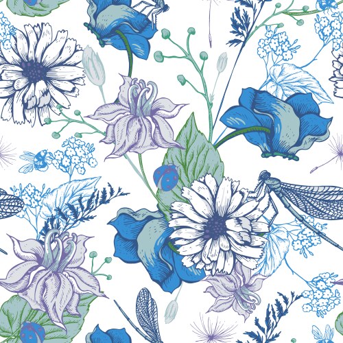 Seamless botanical pattern with hydrangeas Vector Image