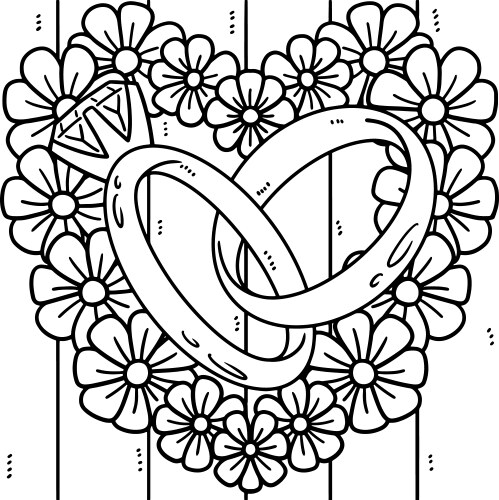 Wedding proposal coloring page Royalty Free Vector Image