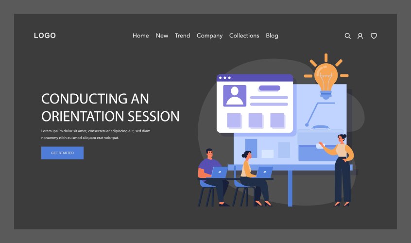 Conducting an orientation session concept Vector Image