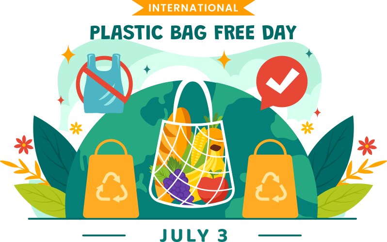 International plastic bag free day on 3 july Vector Image