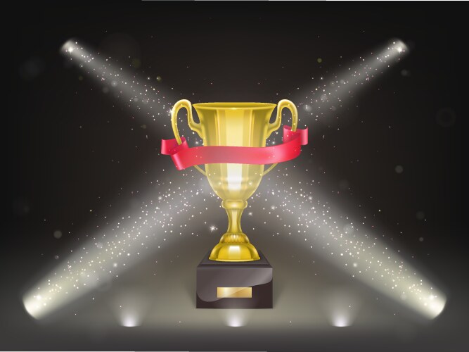 Realistic golden trophy gold cup award Royalty Free Vector