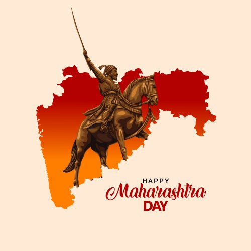 Happy maharashtra day with maharashtra map and Vector Image