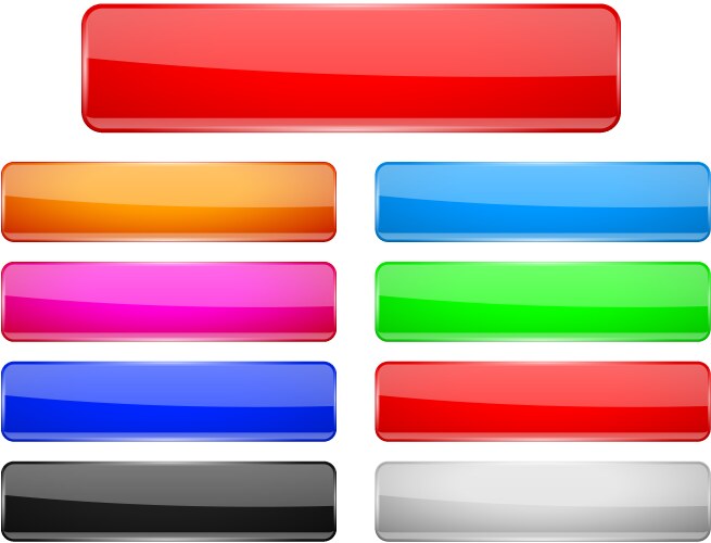 Blue glass buttons set of long rectangular web Vector Image