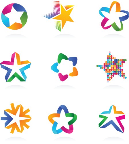 Cartoon colorful glossy star characters set Vector Image