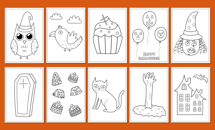 Boo halloween coloring page with a cute spider Vector Image