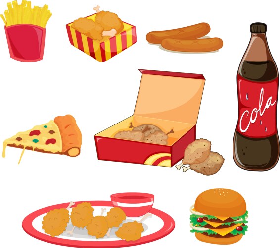 Cartoon image of junk food cola drink Royalty Free Vector