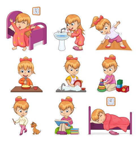 Daily routine Royalty Free Vector Image - VectorStock