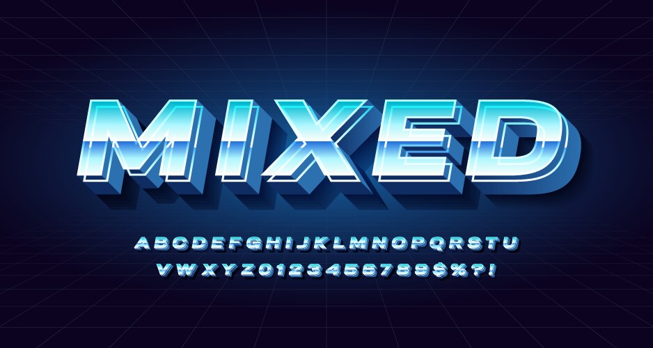 80s retro futuristic font from m to r Royalty Free Vector