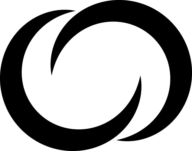 Interlocking circles rings contour Royalty Free Vector Image