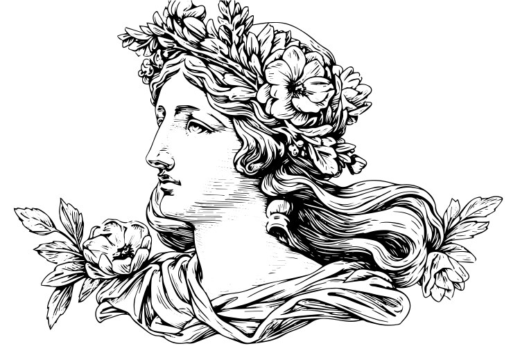Aphrodite head hand drawn ink sketch engraved Vector Image