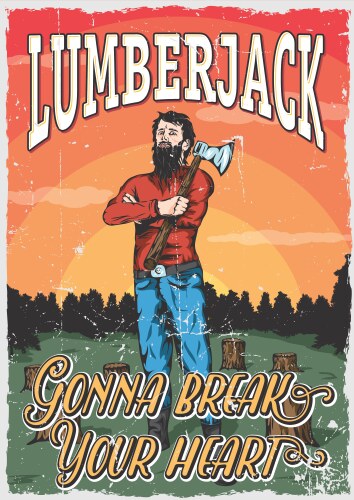 An angry lumberjack near the giant old tree Vector Image