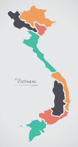 Vietnam cartoon map with destinations elements Vector Image