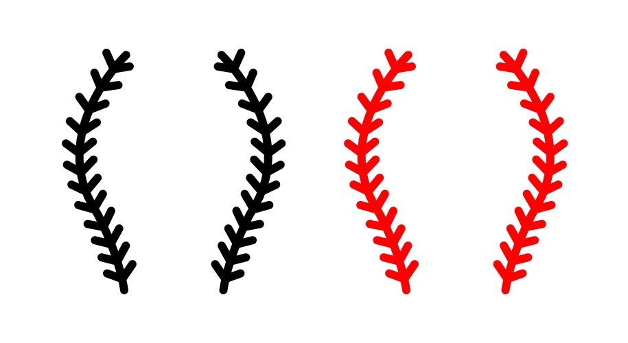 Baseball stitches icon set softball lace seam Vector Image