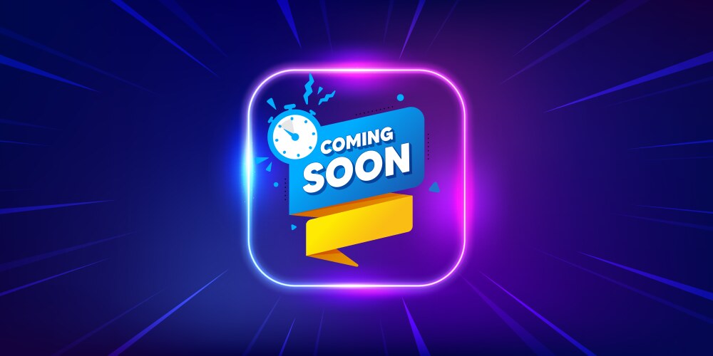Coming soon tag promotion banner sign poster Vector Image