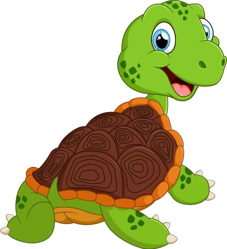 Turtle cartoon hiding in his shell Royalty Free Vector Image