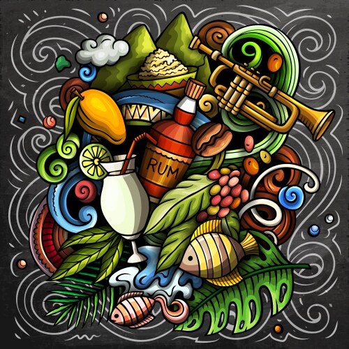 Puerto rico cartoon doodle Royalty Free Vector Image