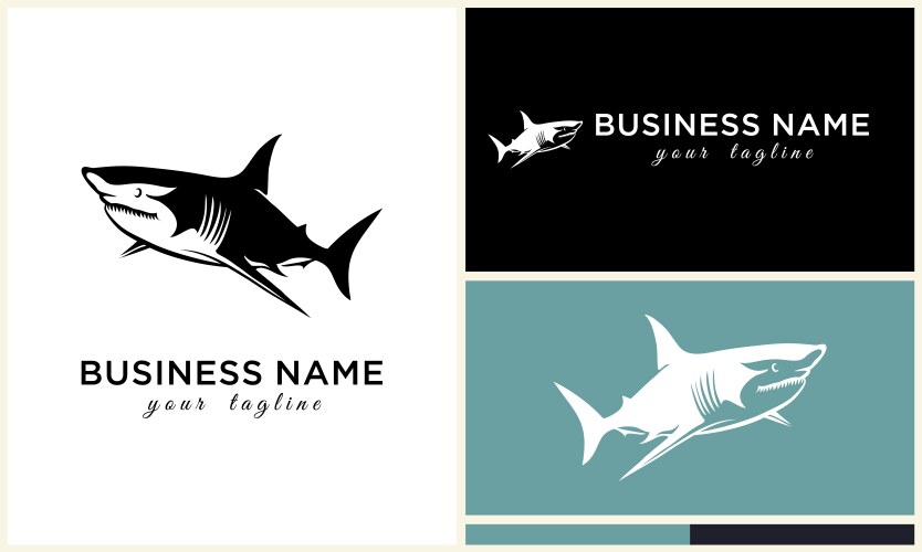 Silhouette shark logo template Royalty Free Vector Image