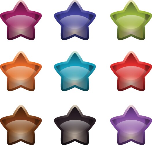 Cartoon glossy colorful stars set Royalty Free Vector Image