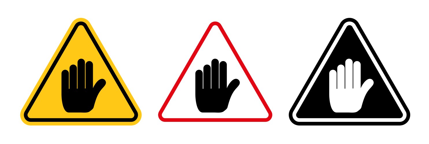 Stop security sign icon set measures Royalty Free Vector