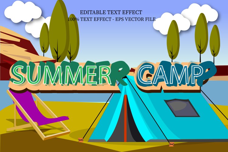 Summer camp text effect Royalty Free Vector Image