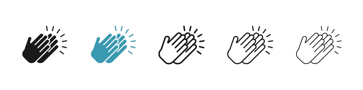 Clapping hands icon set congratulation and cheers Vector Image
