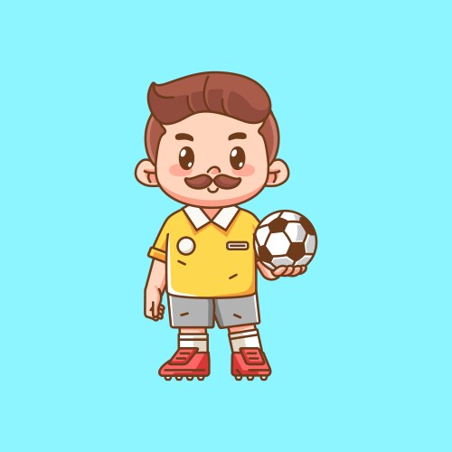 Cute soccer player herd ball kawaii chibi Vector Image