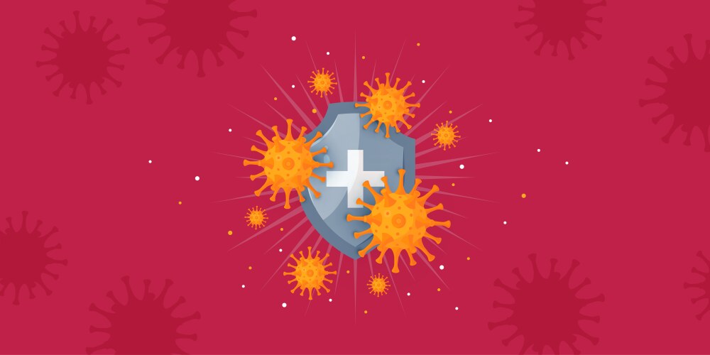 Immune system banner in cartoon style Royalty Free Vector