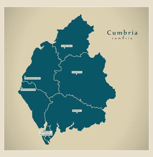 Modern map - cumbria county with districts Vector Image