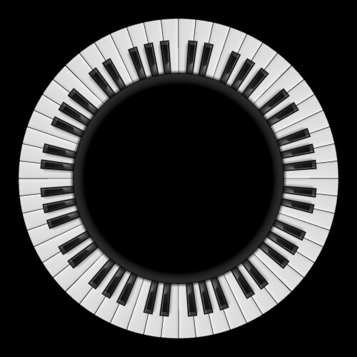 Piano keys circular for creative design on black Vector Image
