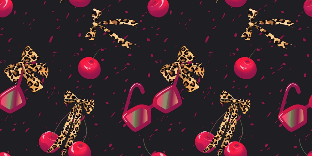 Seamless pattern of cherries and bows with leopard – Royalty-Free ...